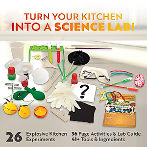 Playz Explosive Kitchen Lab Educational Science Kit for Kids Age 8-12 with 26 Science Experiments to Make Citrus Rockets, Sour LED Lights & More - Chemistry Set Toys for Boys, Girls, Teenagers & Kids
