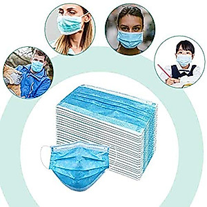 ApePal 50PCS 3-ply Disposable Face Masks with Elastic Earloop Mouth Cover Breathable Masks for Adult,Blue