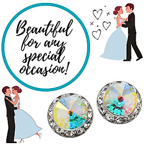 PammyJ Bridal Earrings | 15mm Crystal Round Earrings (AuroraBorealis)