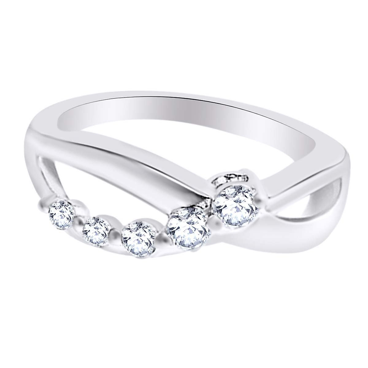 AFFY Round Shape White Cubic Zirconia Infinity Ring in925 Sterling Silver (0.50 cttw) Ring Size-13