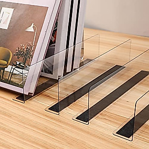 ULTECHNOVO Plastic Shelf Dividers, Clapboard Shelf Dividers, Supermarket Shelf Organizers, Commodity Shelf Separators with Magnet, 25X6cm, 5 Pack