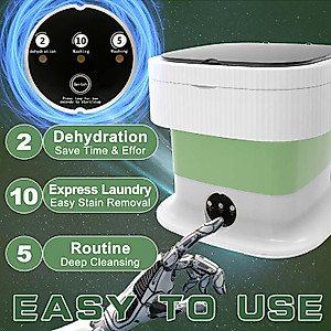 Mini Portable Washing Machine,12L Collapsible Travel Washing Machine, Collapsible Washer and Dryer Combo 2 in 1 for Apartments,Camping (Green)