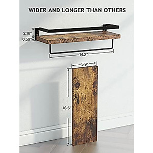 AMADA HOMEFURNISHING Floating Shelves Wall Mounted, Wall Shelves for Bathroom, Kitchen, Bedroom, Storage Shelf with Towel Bar, Wall Shelf Set of 3-AMFS01-1/Set of 2-AMFS01V