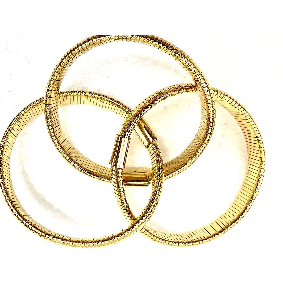 Marshal Metal Fashion Bracelet Omega Stretch Triple Cobra Bracelet (10mm x3) (Gold)