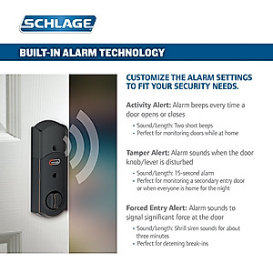 SCHLAGE Z-Wave Connect Camelot Touchscreen Deadbolt with Built-In Alarm, Works with Amazon Alexa via Wink, Aged Bronze, FE469NX ACC 716 CAM LH