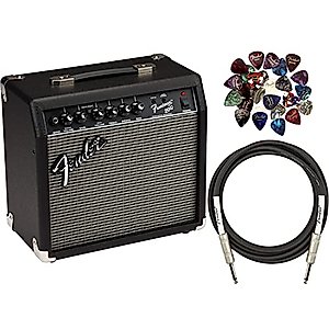 Fender Frontman 20G Guitar Combo Amplifier - Black Bundle with Instrument Cable and Picks