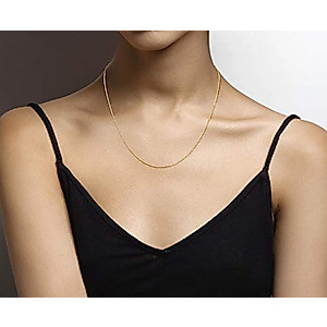 Miabella Solid 18K Gold Over 925 Sterling Silver Italian 1mm Box Chain Necklace for Women Men, Made in Italy (Length 20 Inches)