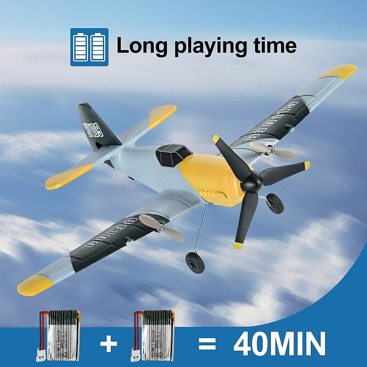 OMNANGO RC Plane 3 Channel BF-109 Airplane,2.4GHz 6-axis Gyro Stabilizer RTF Glider Aircraft Plane or Beginners Adults Kids with Xpilot Stabilization System Fighter