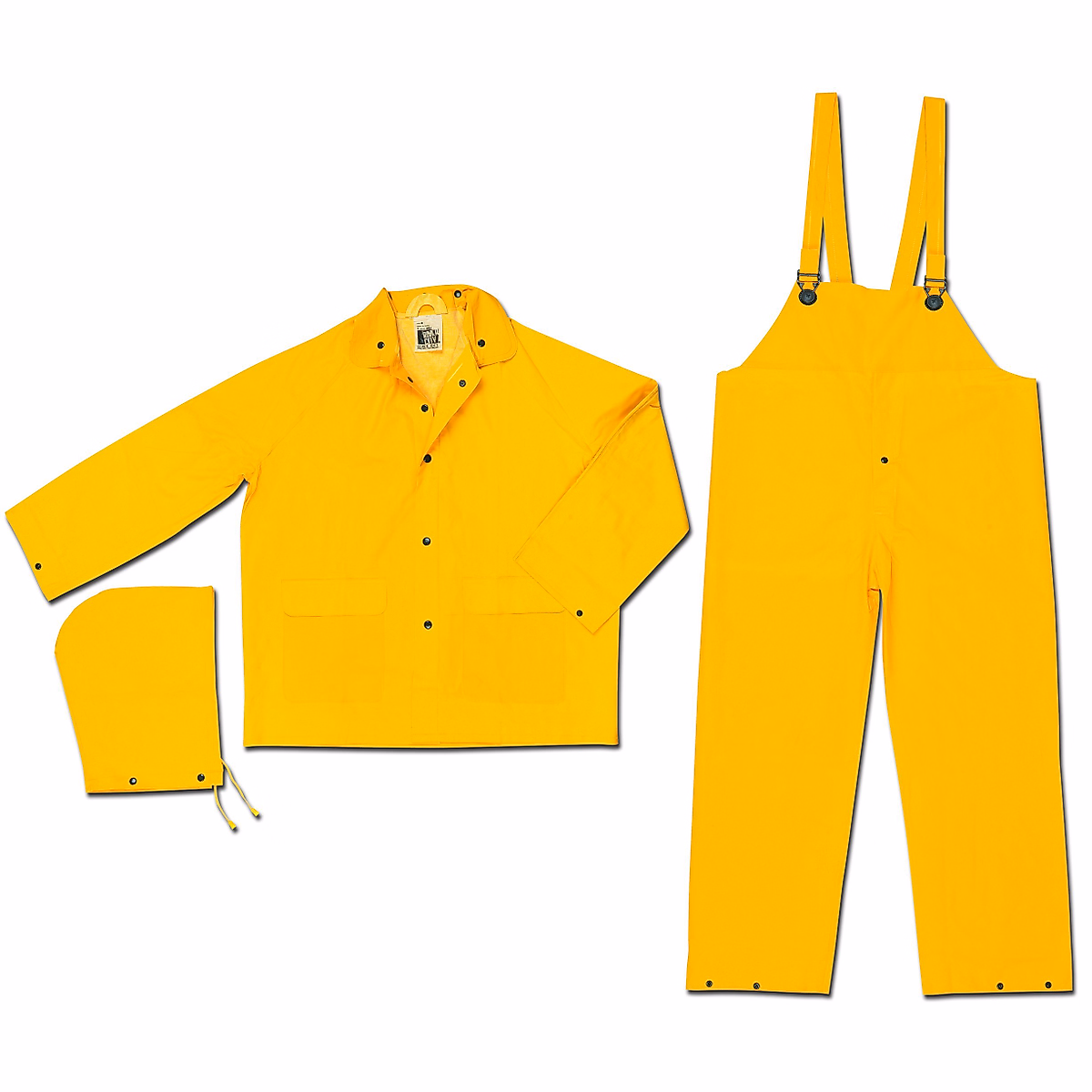 MCR Safety 2003X5 Classic PVC/Polyester 3-Piece Rainsuit with Attached Hood, Yellow, 5X-Large