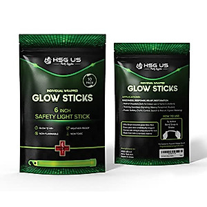 10 Ultra Bright Green Glow Sticks - Individual Packed With Lanyard - For Camping, Emergency Survival - Glow Lights for Blackouts, Hurricane and Storms- 6 Inch Chem Light Sticks with 12 Hour Duration