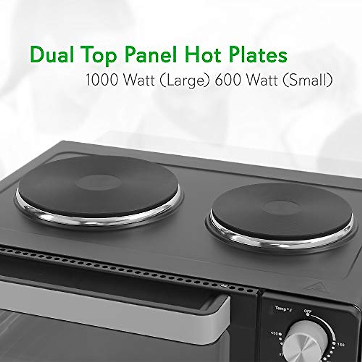 NutriChefKitchen 30 Quarts Kitchen Convection Oven - 1400 Watt Countertop, Rotisserie Roaster Grill, Top Rack, Dual Hot Plates, Toaster, Baking Tray, PKRTO29