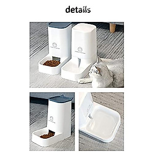 Automatic pet Feeder and Water Dispenser Set Cat and Dog Big Capacity Pet Bowl for Cats & Small,Medium, Large Dogs 1 Gallon Feeder and 3.7L Waterer (Waterer+Feeder White)