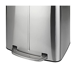 WENKO Primo 10 Gallon Dual, odorless, Waste, (WxHxD): 8.9x9.1x12.6 in, Stainless Steel Lid and Foot Pedal, Garbage Bin, Handsfree, Step Trash Can, Chrome