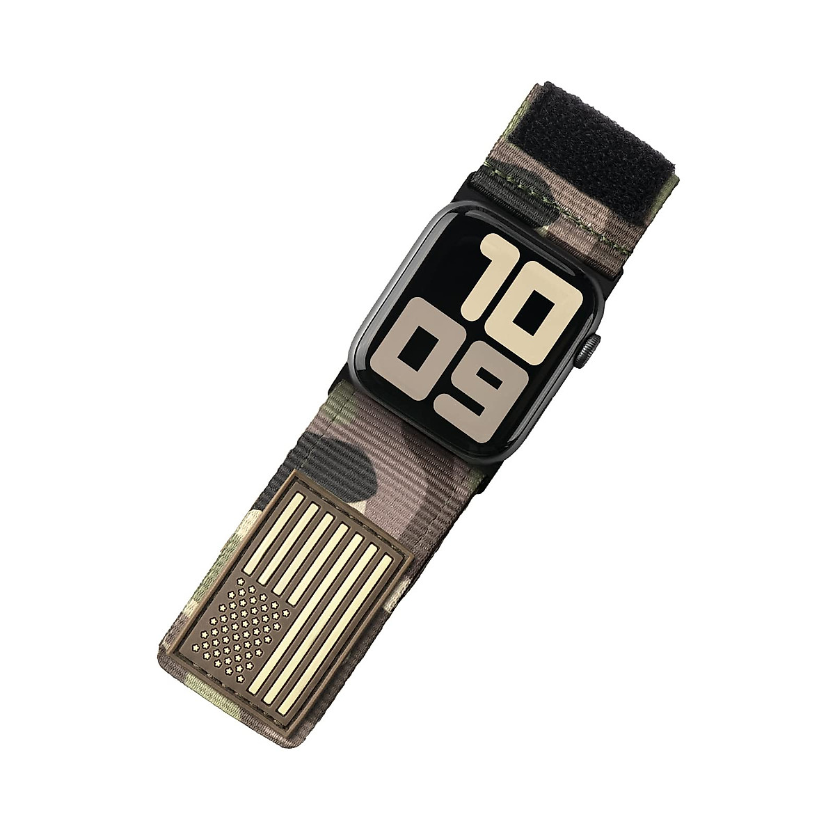 Tefeca Fortitude Series USA Flag Ultrawide Band Compatible with Apple Watch Ultra 2/Ultra 49mm, Series 10 46mm, Series 9/8/7 45mm, SE2/SE/6/5/4 44mm(Camo, XL for 49mm/46mm/44mm/49mm)