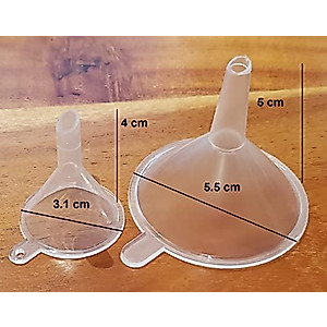 Funnels Variety Set of 5 Mini, Small to Larg Plastic Funnel for Kitchen Liquid Spices Powder Cosmetic Lotion Essential Oils