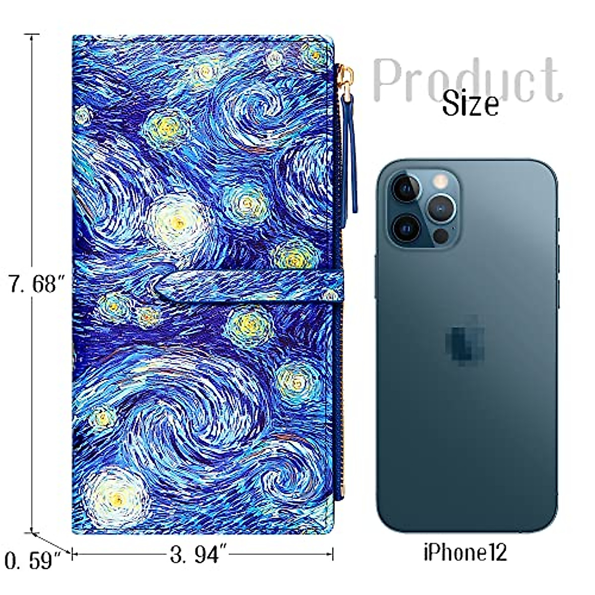 KUKOO Women Wallet Ultra Slim RFID Credit Card Holder Thin Bifold Clutch Checkbook Wallets with Zipper Pocket