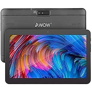 AWOW Tablet 10.1 inch Android 10 go Tablet, Quad-Core Processor, 32GB Storage Tablet Computer, 1024x600 LCD Display, 0.3MP and 2MP Camera, 2.4G WiFi, Bluetooth 4.0, 5000mAh Battery Capacity, Black