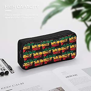 Rastafarian Lion Flag Pencil Case Makeup Bag Big Capacity Pouch Organizer for Office College