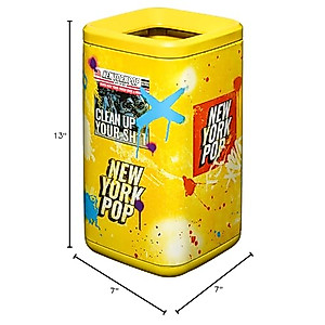 Cussso Decorative 1.8 Gallon Trash Can Waste Bin for Home, Office, Bathroom - Stylish Design Collector's BIN for Any Interior Décor (Yellow - New York Pop)