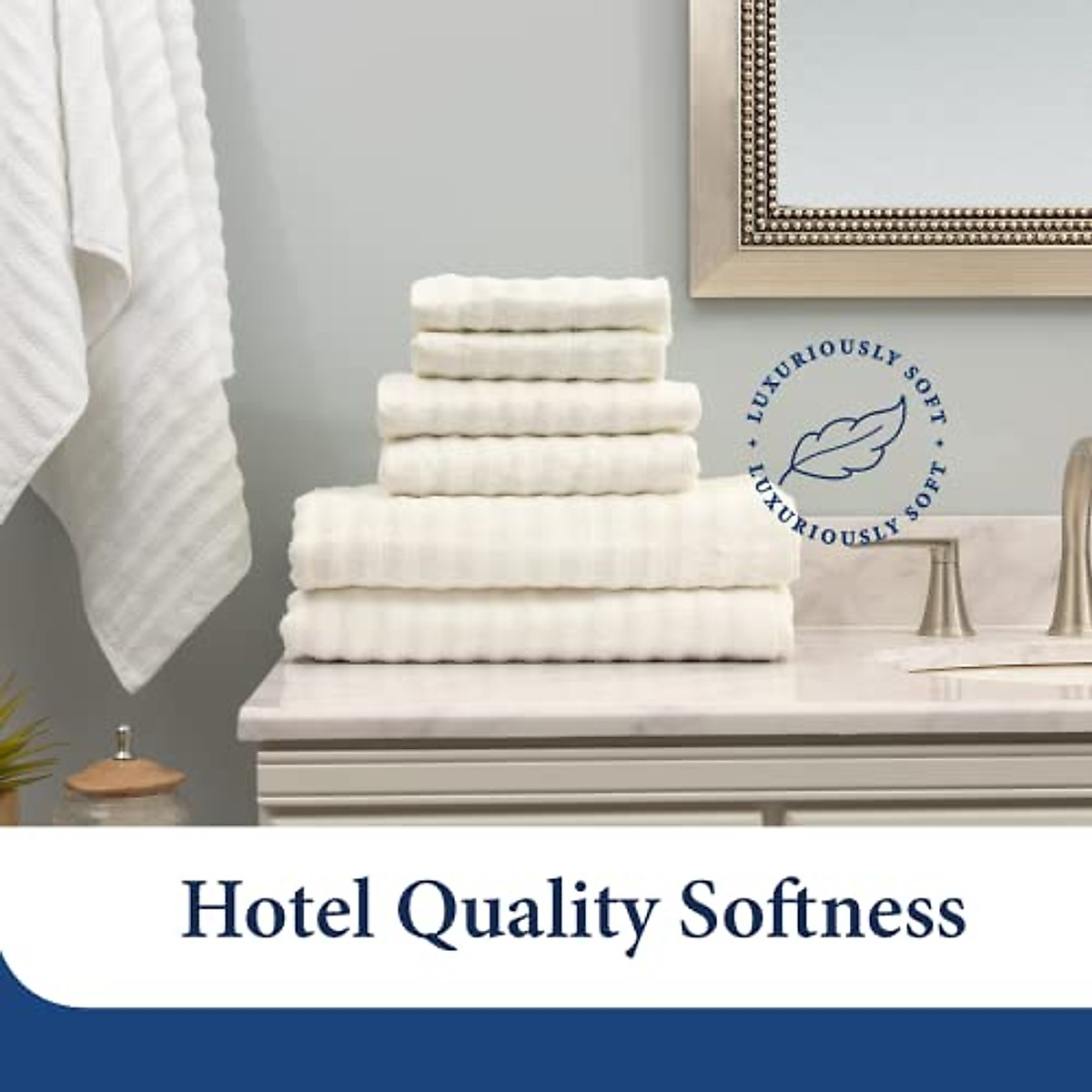 Cosy House Collection Luxury Rayon Derived from Bamboo Blend 2-Pack Towel Set - Ultra Soft, Absorbent and Quick Drying - Plush Cotton Hotel Spa Quality - 15" x 26" (Hand Towel, White)