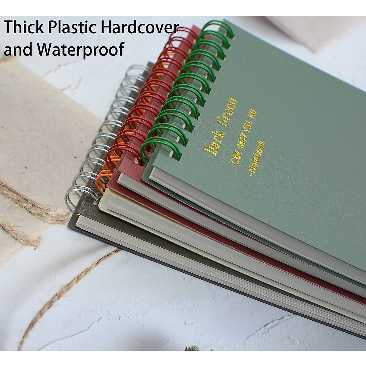 Yansanido Top Bound Spiral Notebook, 8 Pcs 4 Color A6 Size Thick Plastic Hardcover 7mm College Ruled Paper 80 Sheets (160 Pages) Journal for School and Office Supplies (8 Pcs A6)