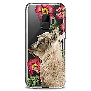 Cavka Case Compatible with Samsung S24 S23 S22 Plus S21 FE Ultra S20+ S10 Note 20 S10e S9 Cute Clear Floral Phone Print Baby Animals Teen Cute Girl Goat Flexible Silicone Slim fit Pet Kawaii Design