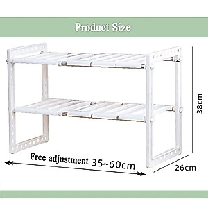 LEAYAN Under Sink Storage Storage Shelf for Bathroom Kitchen, Bathroom Under Sink Organizers and Storage Multi-Purpose Shelves for Kitchen Under Sink Rack Shelf, White 60x26x38cm