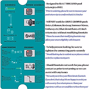 Pool Fountain Swimming Pool Accessories - Waterfalls Cool Warm Pool Water Temperatures, Sprinkler Aerates for Fresh Pool Water, Fits 1.5" Threaded InGround & Above Ground Pool Fountains Return Jets