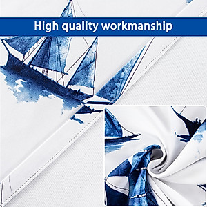 DriftAway Harbor Sailboat Ocean Print Blackout Thermal Insulated Window Curtain Valance Rod Pocket 52 Inch by 18 Inch Plus 2 Inch Header Navy