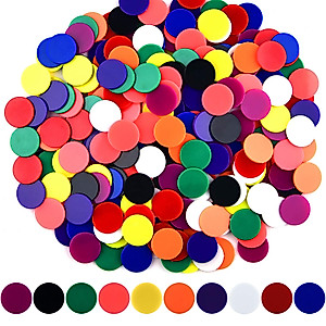Coopay 300 Pieces 10 Colors Plastic Learning Counters Disks Bingo Chip Counting Discs Markers for Math Practice and Poker Chips Game Tokens,1Inch (Style 1)