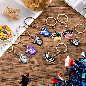 Henoyso 36 Pcs Cheerleading Gifts for Girls Cheer Keychains Bulk Cheerleader Backpack and Purse Charms for Women Team Jewelry Accessories Bag Decorations