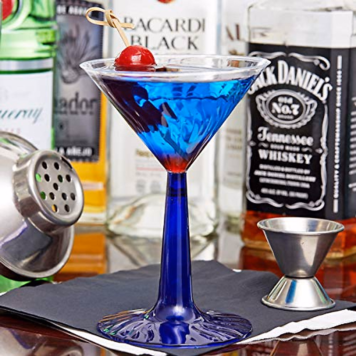 Fineline Settings 12-Piece Flairware 2-Piece Martini Glass, 6-Ounce, Blue