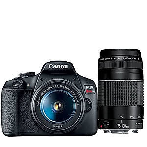 Canon 2727C021 EOS Rebel T7 DSLR Camera with EF18-55mm + EF 75-300mm Double Zoom Kit Bundle with 3 YR CPS Enhanced Protection Pack