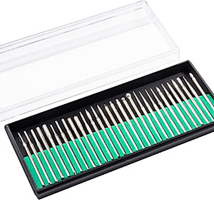 KEWAYO Diamond Drill Bit Set, Glass Gemstone Metal with 2.35mm Bur Shank for Jewelry,Glass,Stone,Ceramic,Gemstones Lapidary Pack of 30