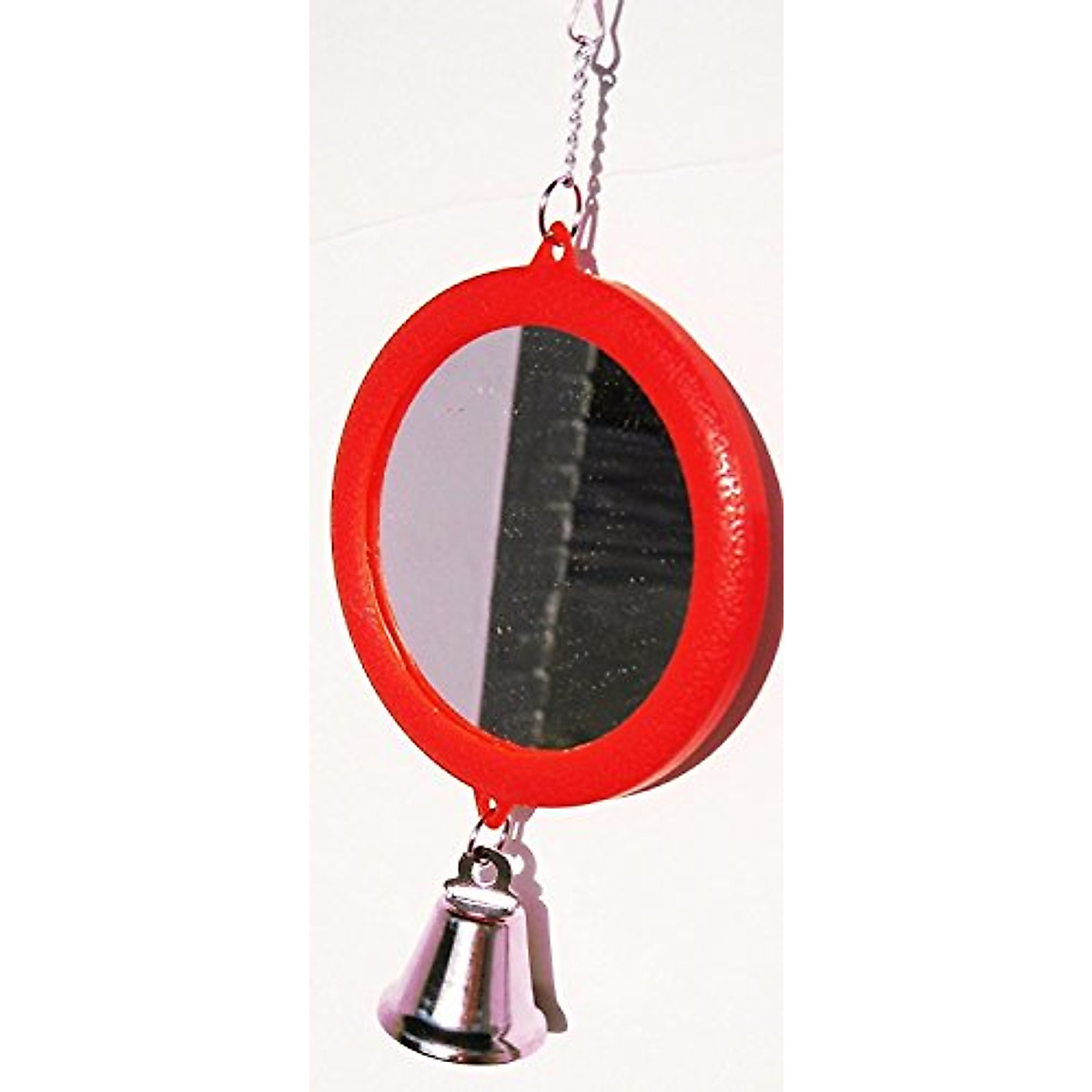 Hypeety Pet Bird Mirror with Bell Interactive Parrot Toy Bird Cage Mirror for Cockatiel Parakeets Canaries Budgie (Green)