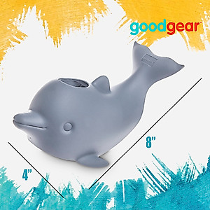 Good Gear Bathtub Faucet Cover for Kids Safety, Universal Fit Silicone Bath Spout Cover for Baby, Tub Nozzle Guard Whale/Grey