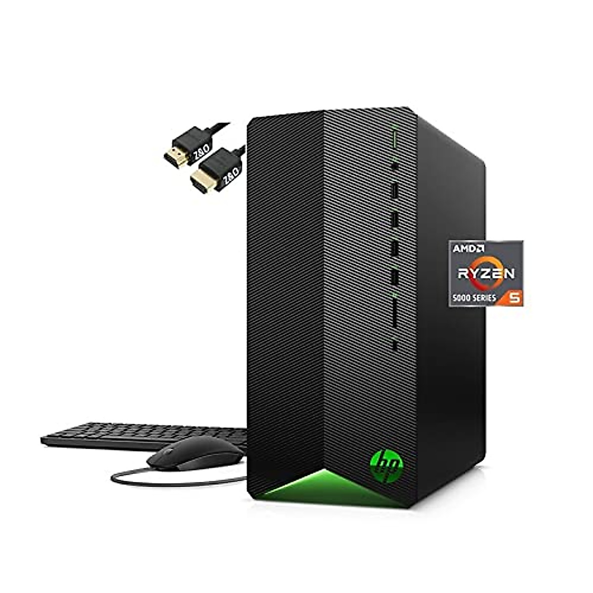 HP Pavilion Gaming Desktop, AMD Radeon RX 5500, AMD Ryzen 5 5600G Processor, 32 GB RAM, 1TB SSD, 1TB HDD, Windows 11 Home, 9 USB Ports, Keyboard and Mouse Combo, Pre-Built PC Tower, Black