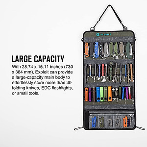 OLIGHT Exploit Multifunctional Knifebag, EDC Display Storage Bag with Detachable Pouch, Double-Layer Large-Capacity Organizer with 20 Slots for Pocket Flashlights and EDC Tools (ODG)