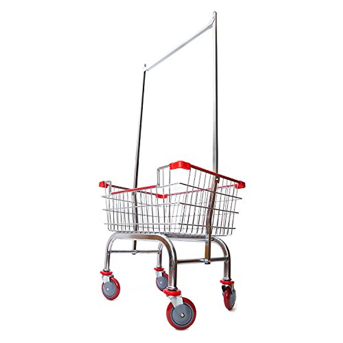 Coin Laundry Cart, CART&SUPPLY [Heavy Duty][Rolling Cart] Laundry Cart with Double Pole Rack [Chrome]