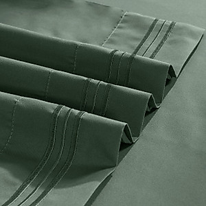Aormenzy Microfiber Pillow Cases - Standard Size Set of 4-1800 Thread Count Ultra Soft Green Pillowcases - Wrinkle Resistant Pillow Covers with Envelope Closure - 20" x 26"