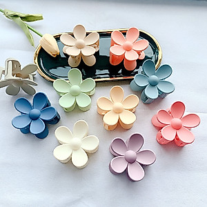 6 PCS Big Non-Slip Matte Flower Barrettes and Jaw Clips for Women and Girls - Plastic Hair Accessories for Thick Hair (6 Colors C)