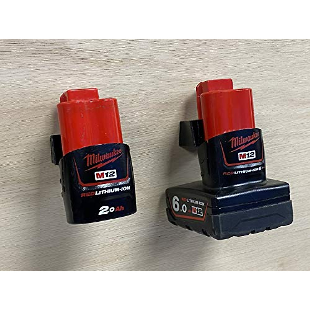 StealthMounts Milwaukee M12 Battery Holder - 6 Pack | Milwaukee Battery Holder M12 | 12V Milwaukee Battery Storage | M12 Milwaukee Battery Mount | Milwaukee Wall Mount| Made in The UK