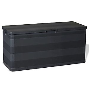 vidaXL Outdoor Storage, Deck Box with Lid, Patio Cabinet, Storage Chest for Outdoor Cushions Throw Pillows Garden Tools Pool Supplies, Black