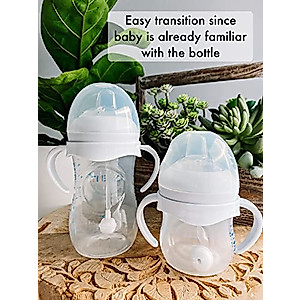 Sippy Cup Conversion Kit for Philips Avent Natural Baby Bottle | 2-Count | with Soft Silicone Sippy Spout Nipples, Weighted Any Angle Straw Ball, Bottle Handles and Straw Cleaning Brush (Sippy Spout)