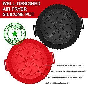 Air Fryer Silicone Pot, 2Pcs 8.6'' Air Fryer Silicone Liners Food Safe Non Stick Air fryer Basket Oven Accessories, Reusable Replacement of Parchment Liner Paper Fits 5.3QT or Bigger Air Fryer