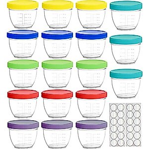 Youngever 18 Pack Baby Food Storage, 4 oz Baby Food Containers with Lids, 6 Assorted Colors, with Lids Labels