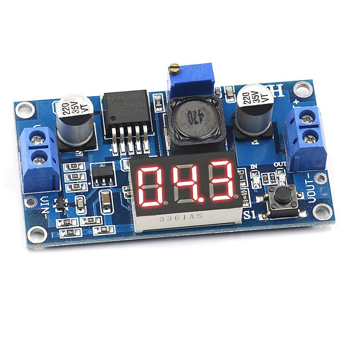 QEBIDUM 2 Pack LM2596 Buck Converter, Switching Regulator Module DC to DC Voltage Step Down Synchronous Adjustable 36V 24V to 12V 5V DIY LM2596S Power Supply Stabilizer Circuit with LED Display