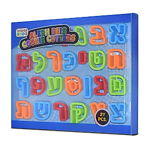 Aleph Bet Cookie Cutter Set – Plastic, Large, 27 Letters of Hebrew Alphabet – Rolled Edges, Hand Wash Only - by The Kosher Cook