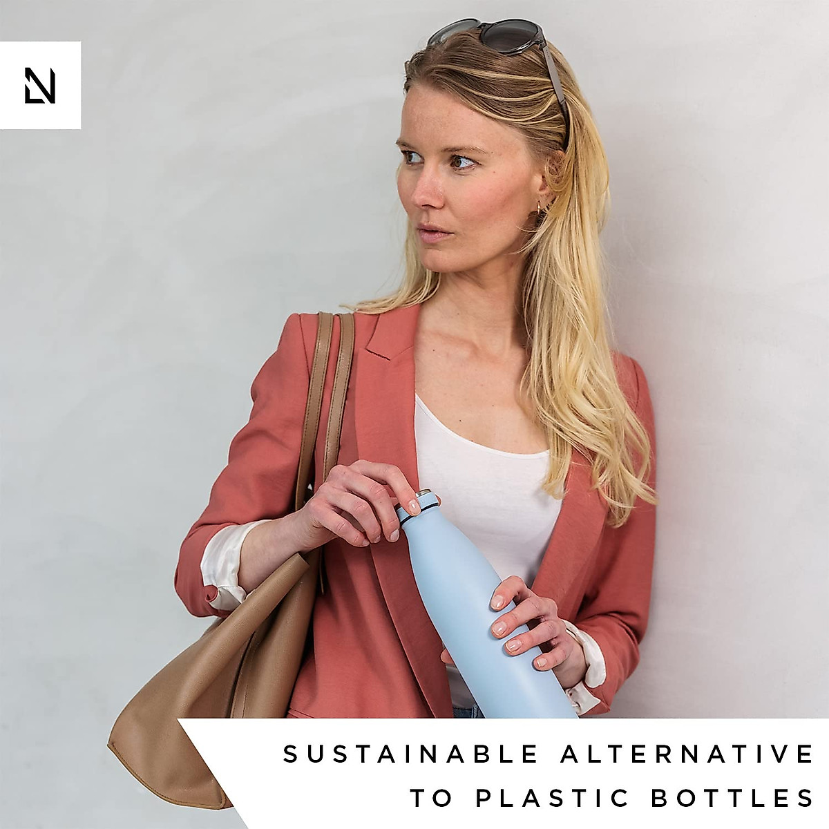 LARS NYSØM Stainless Steel Insulated Water Bottle 12oz 17oz 25oz 34oz 51oz | BPA-free Insulated Thermo Flask for Hot and Cold Beverages | Leakproof Drinking Bottle