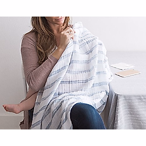 Amazing Baby Cotton Muslin Swaddle Blankets, Set of 3, Watercolor Brushstrokes, Denim, X-Large